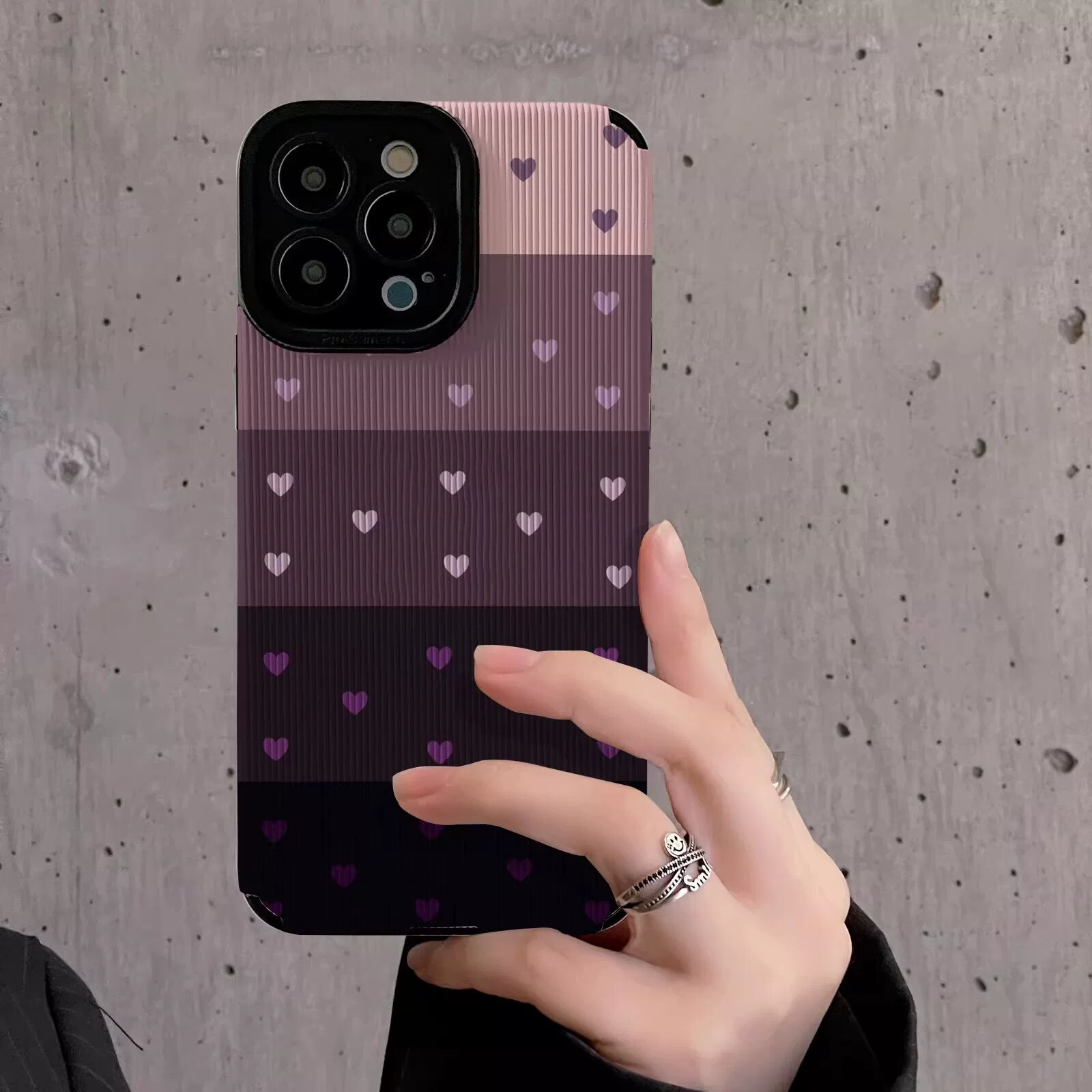 Чехол для iPhone Air с вертикальной полоской и цветным сердечным узором, мягкий силикон, полная защита от ударов