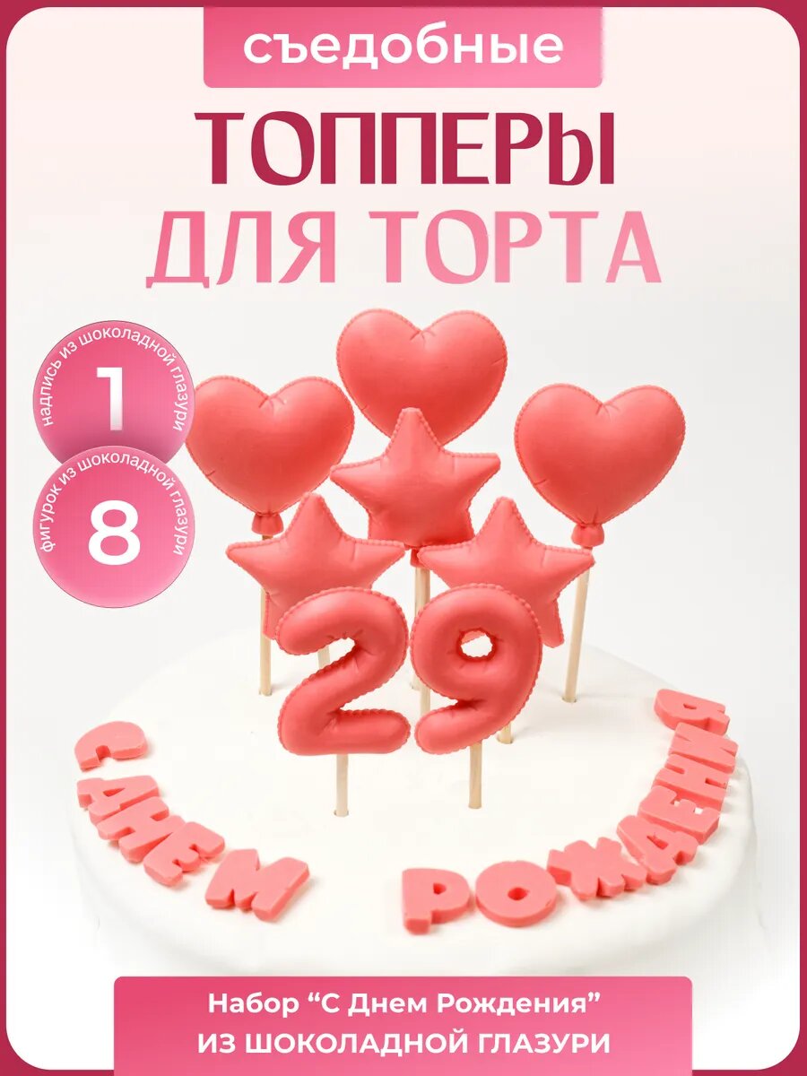 Топпер с днем рождения. Цифра 29