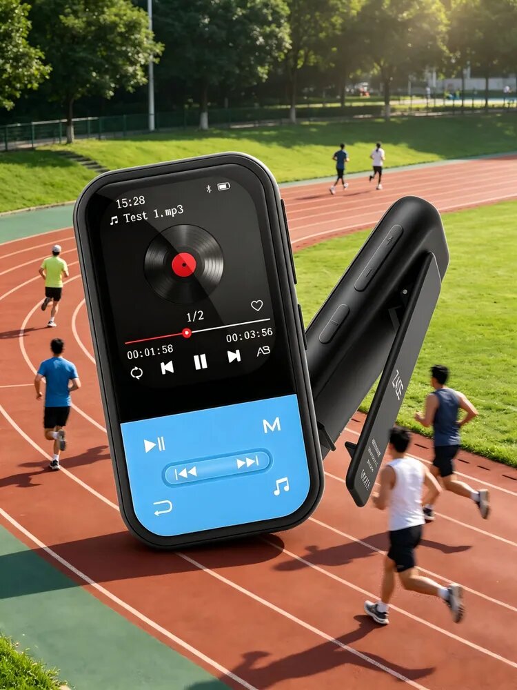 MP3-плеер на 64ГБ-clip MP3-плеер с Bluetooth 5.3, портативный музыкальный плеер ZAQE, с FM-радио, диктофоном, шагомером, очень подходящий для занятий спортом, включая наушники
