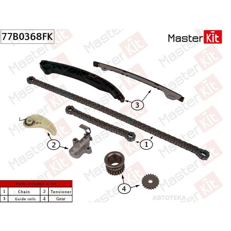 Комплект цепи ГРМ NISSAN/INFINITI KR20DDET MASTERKIT 77B0368FK