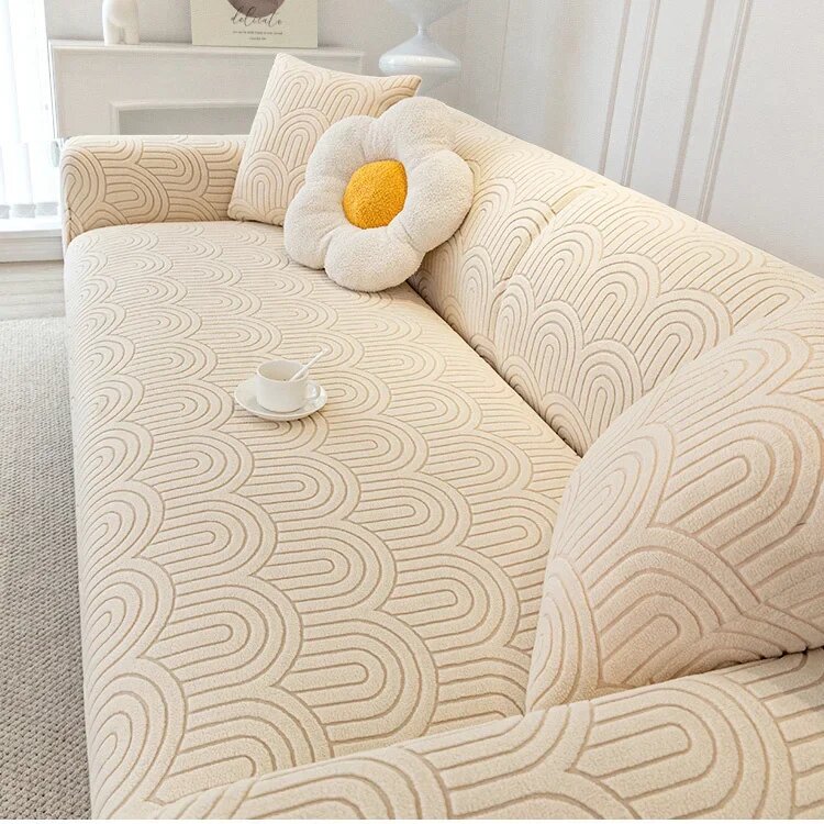 Чехол для дивана полиэстер универсальный XXL 5Seater 305-360, Бежевый, Beige