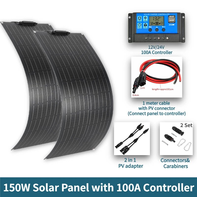 Гибкая солнечная панель 300 Вт, 600 Вт, 18 В, ETFE 150W with 100A