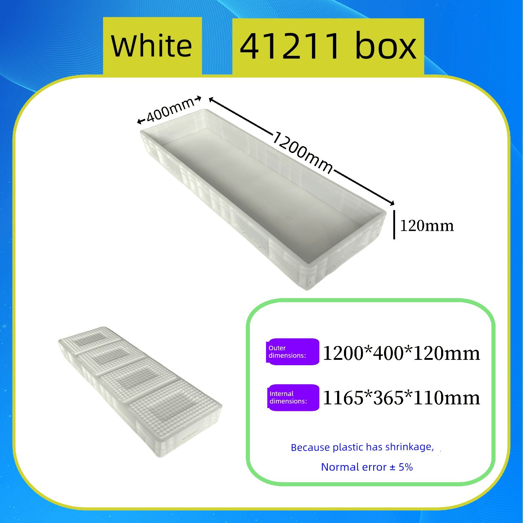 Пластиковый прямоугольный поддон с дренажом 120x40x12 см белый для сада и аквариумов