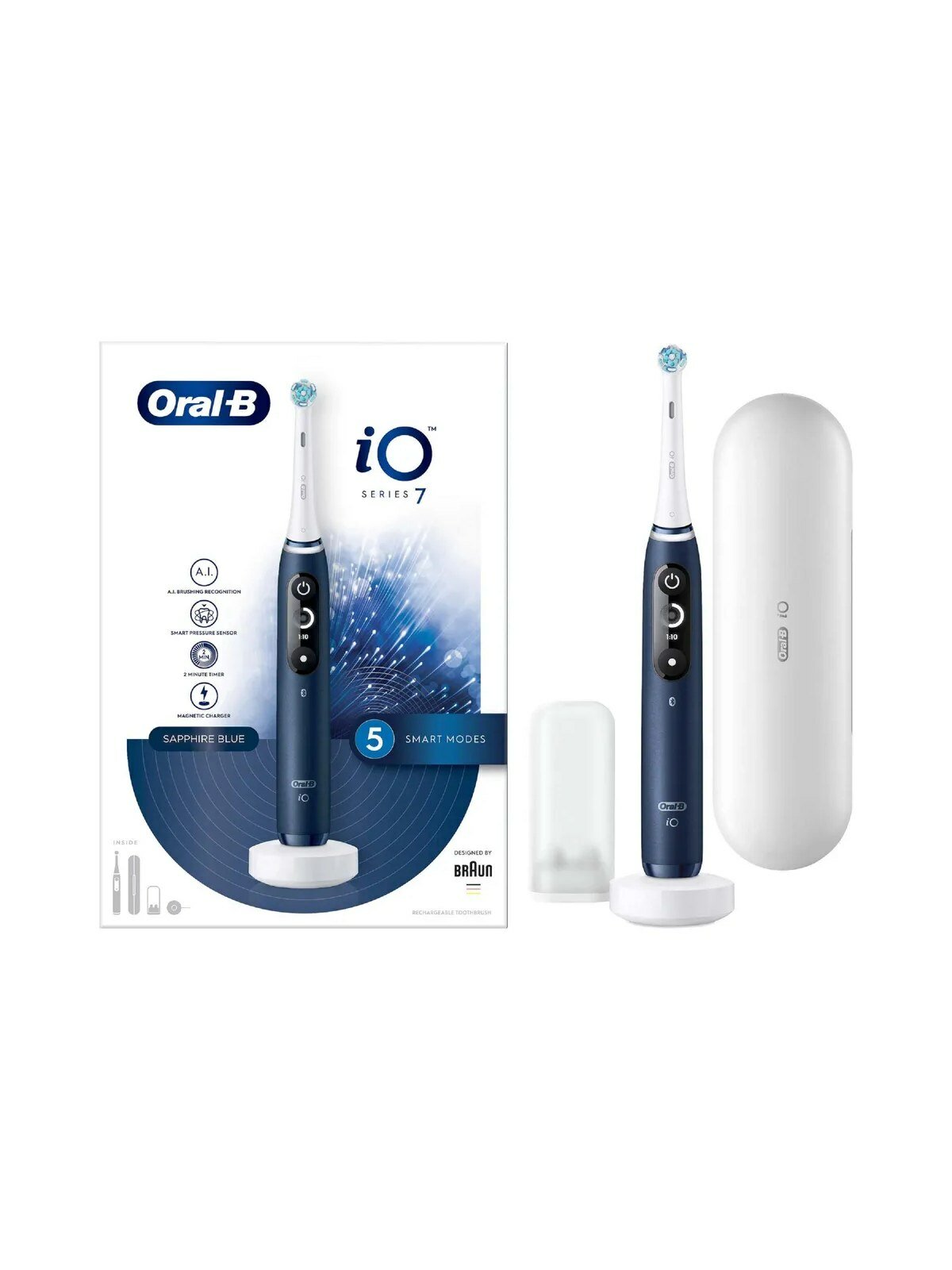 Электрическая зубная щетка Oral-B iO 7 темно-синий, кремовый , 5 режимов