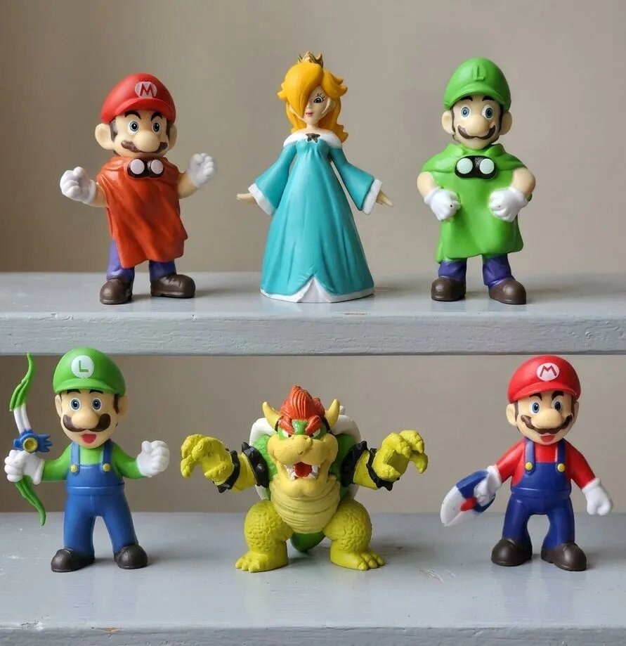 Набор фигурок Марио, Луиджи, принцесса Розалина, Боузер / Mario 6шт (7.5-9см, пакет) PLAYSKOOL