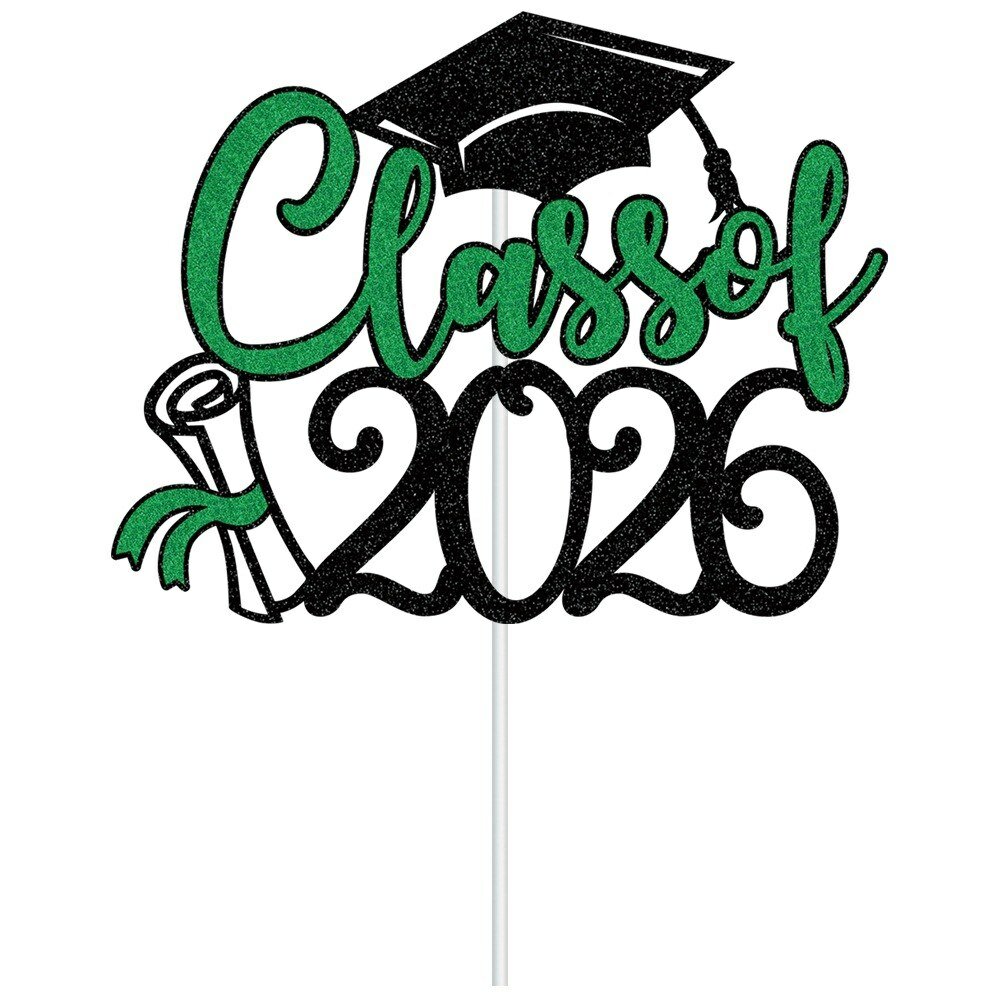 Размер топпера для торта выпускной Class of 2026 красный подходит для большинства стандартных тортов декор на выпускной вечер
