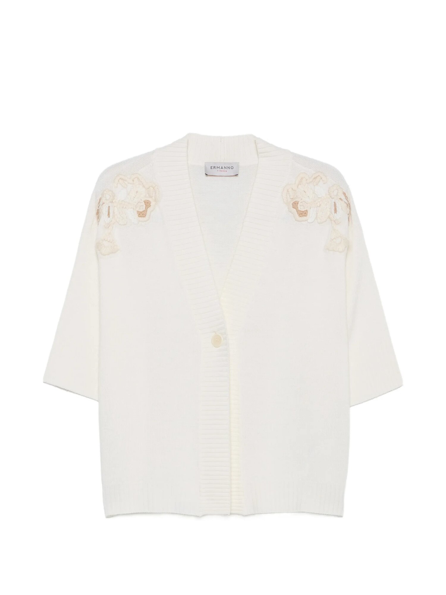 Кардиган Ermanno Firenze Floral-embroidered V-neck cardigan