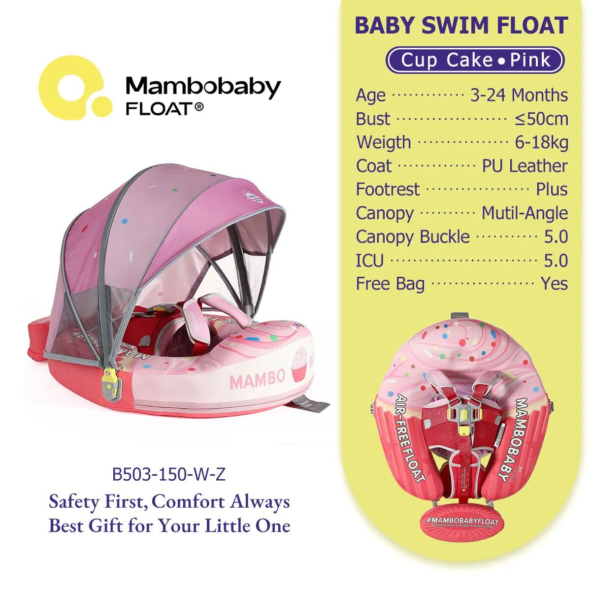Детский поплавок Mambobaby B503-150-W-Z Cup Cake Pink