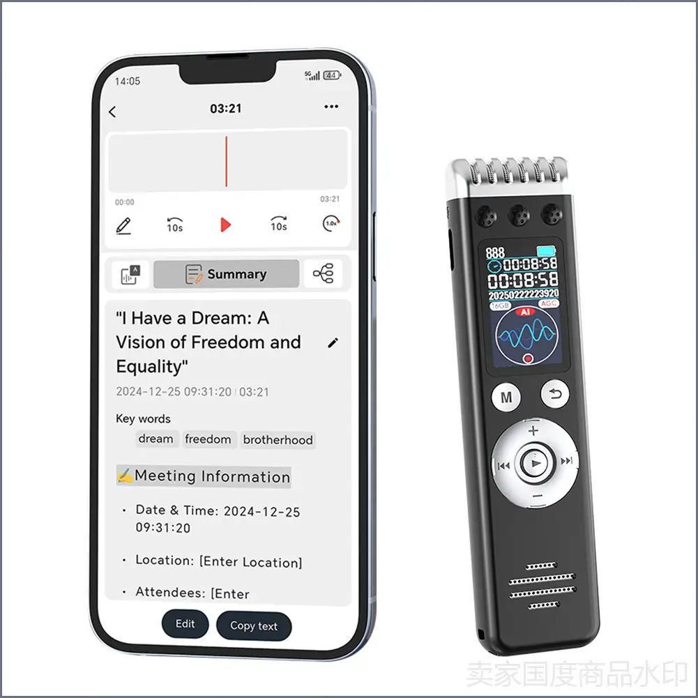 AI-диктофон Q88A с функцией реального времени, 8 ГБ, чёрный, 1,14-дюймовый IPS-дисплей, поддержка Bluetooth 5.3