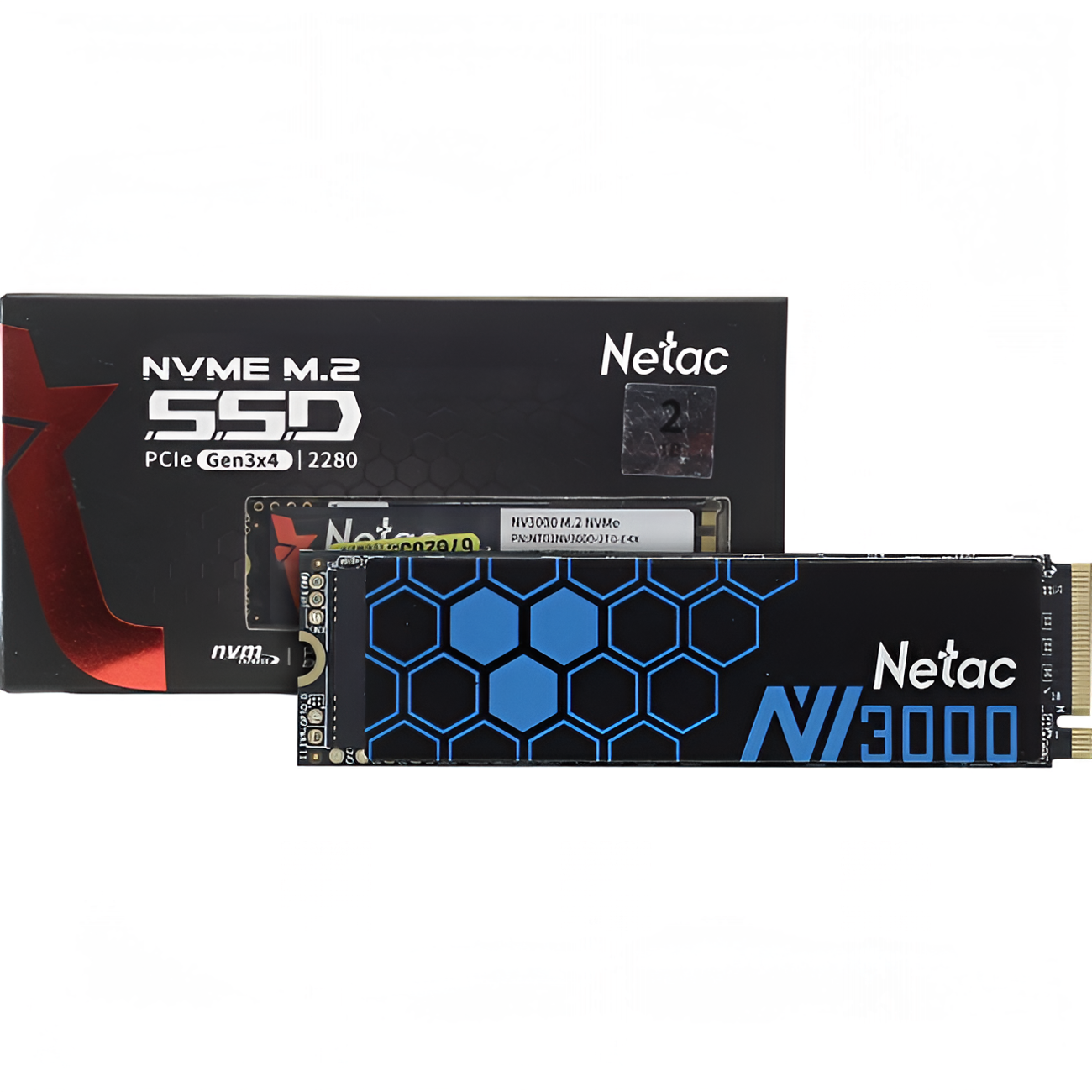 Жесткий диск SSD M.2 2Tb Netac NV3000, 3300/2900MBs, 280000 IOPS, TLC 3D NAND, 2280, PCI-E 3.0 x4 (NT01NV3000-2T0-E4X)