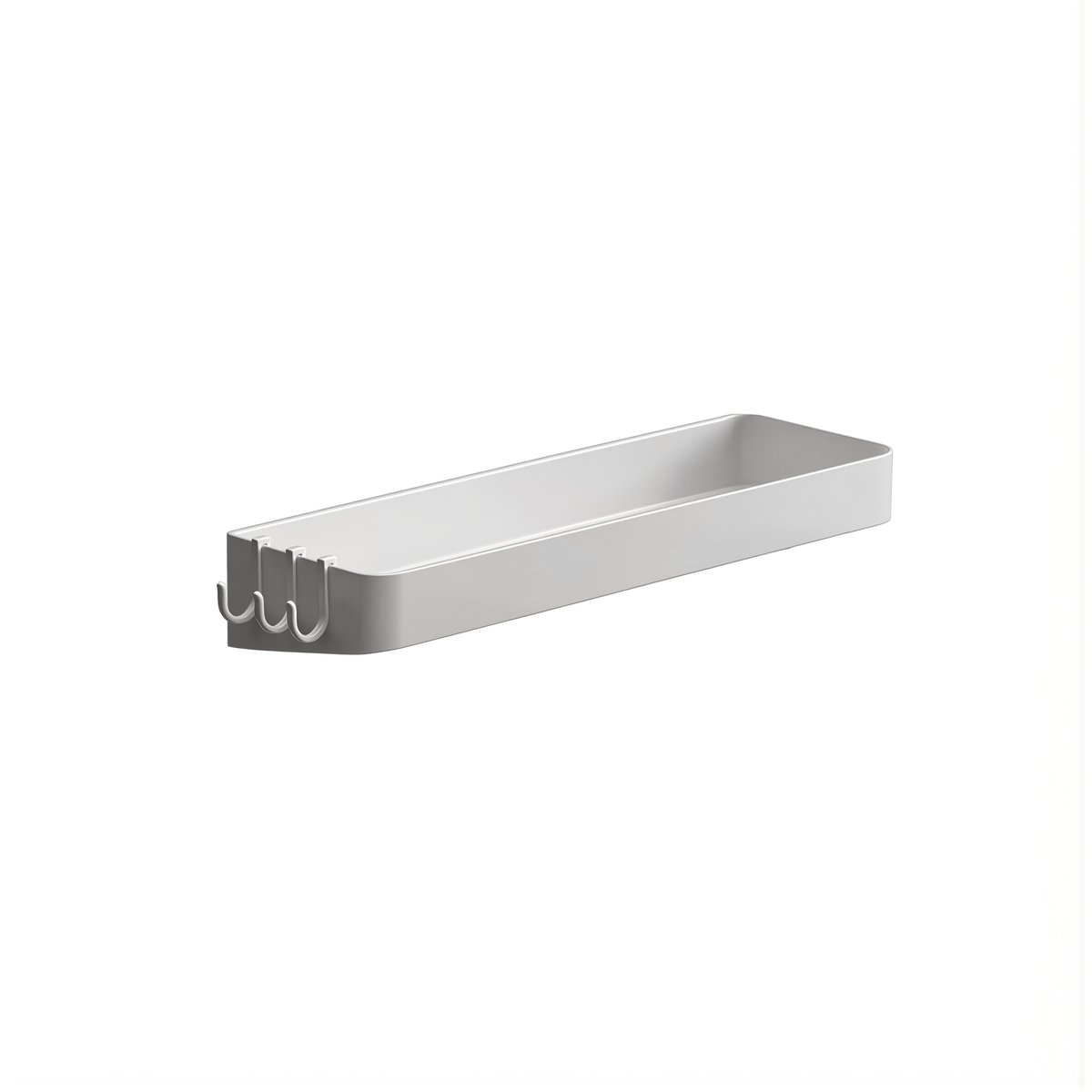 Белая подвесная органайзер без сверления для ванной и кухни полка с дренажными отверстиями для специй и моющих средств 30 см длиной, 40CM полка с самоклеящейся основой и 4 крючками в комплекте