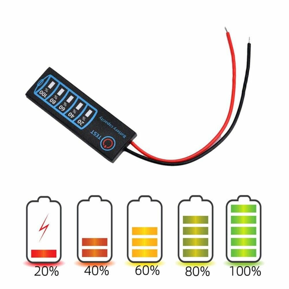 Индикатор уровня заряда батареи DC5-30V 12/24V - LED для литий-железо-фосфатных, кислотных и тройных 3-й серии