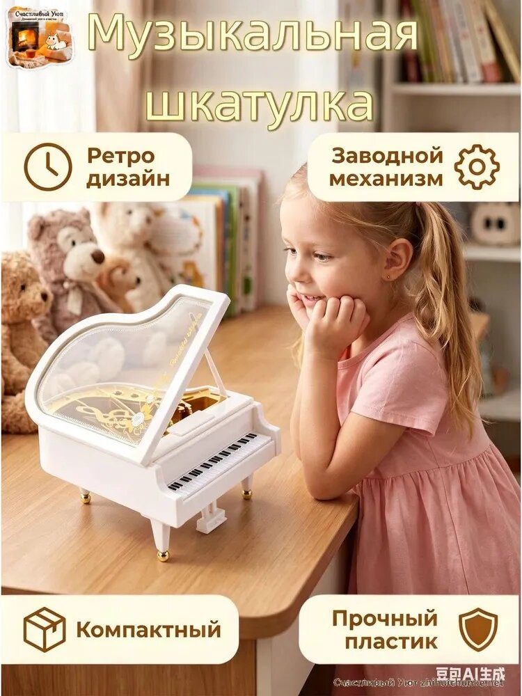 Музыкальная шкатулка пианино с мелодией