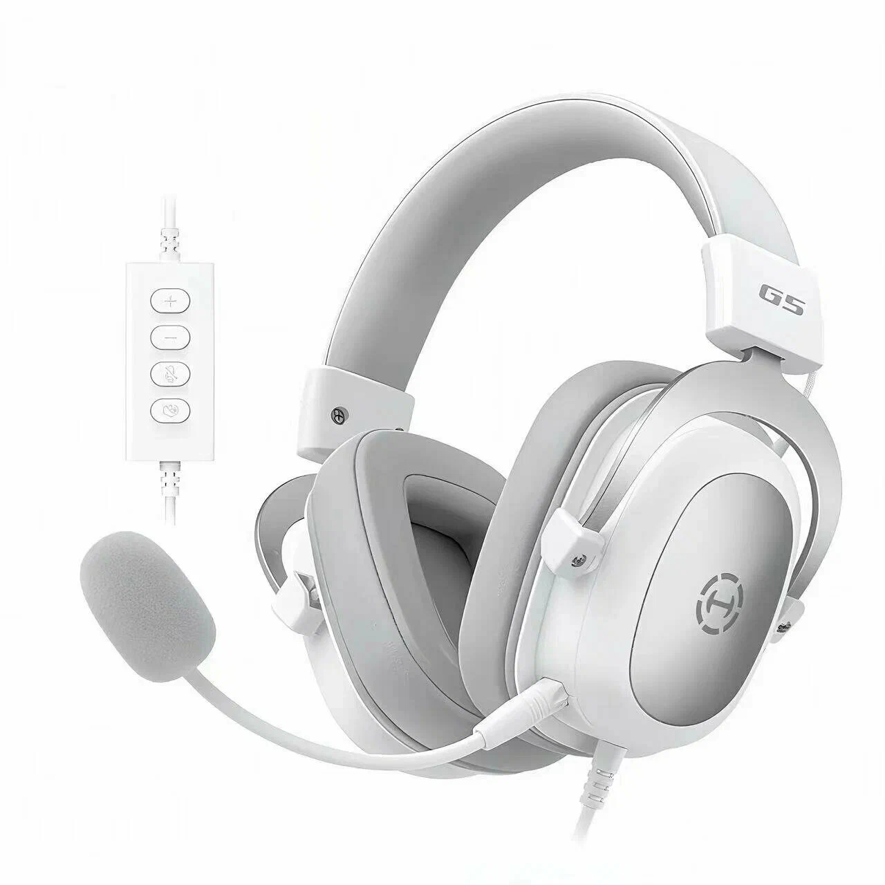 Наушники HECATE Edifier G5, игровые накладные, с микрофоном, USB, 7.1, для ПК, белый