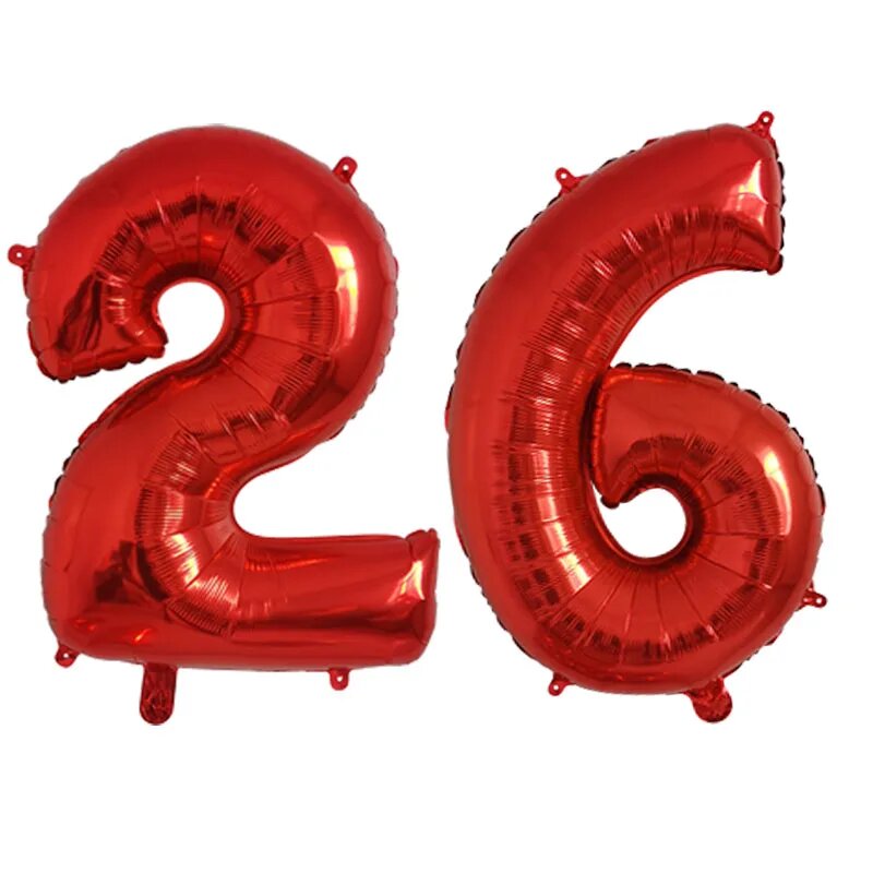 Шары цифры 26 красные, 32 дюйма, набор 2шт