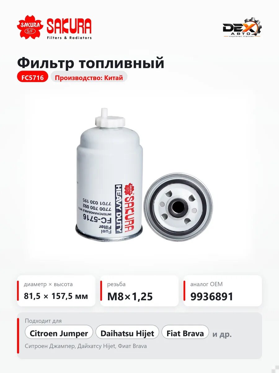 Фильтр топливный FC5716 для Ситроен Джампер
