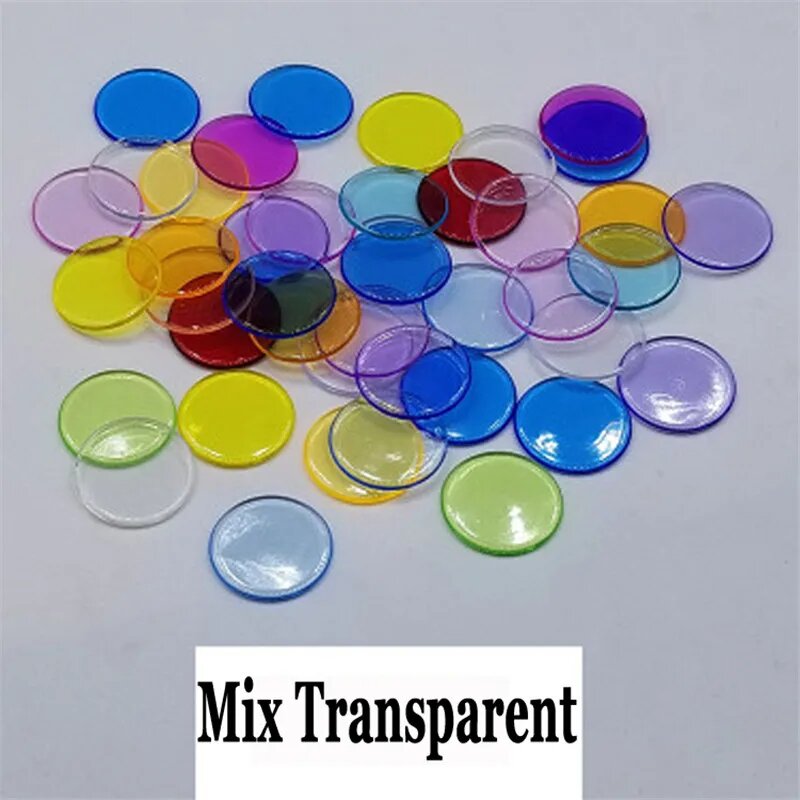 Пластиковые фишки для лото, цвет: Transparent Mix, 100 шт.