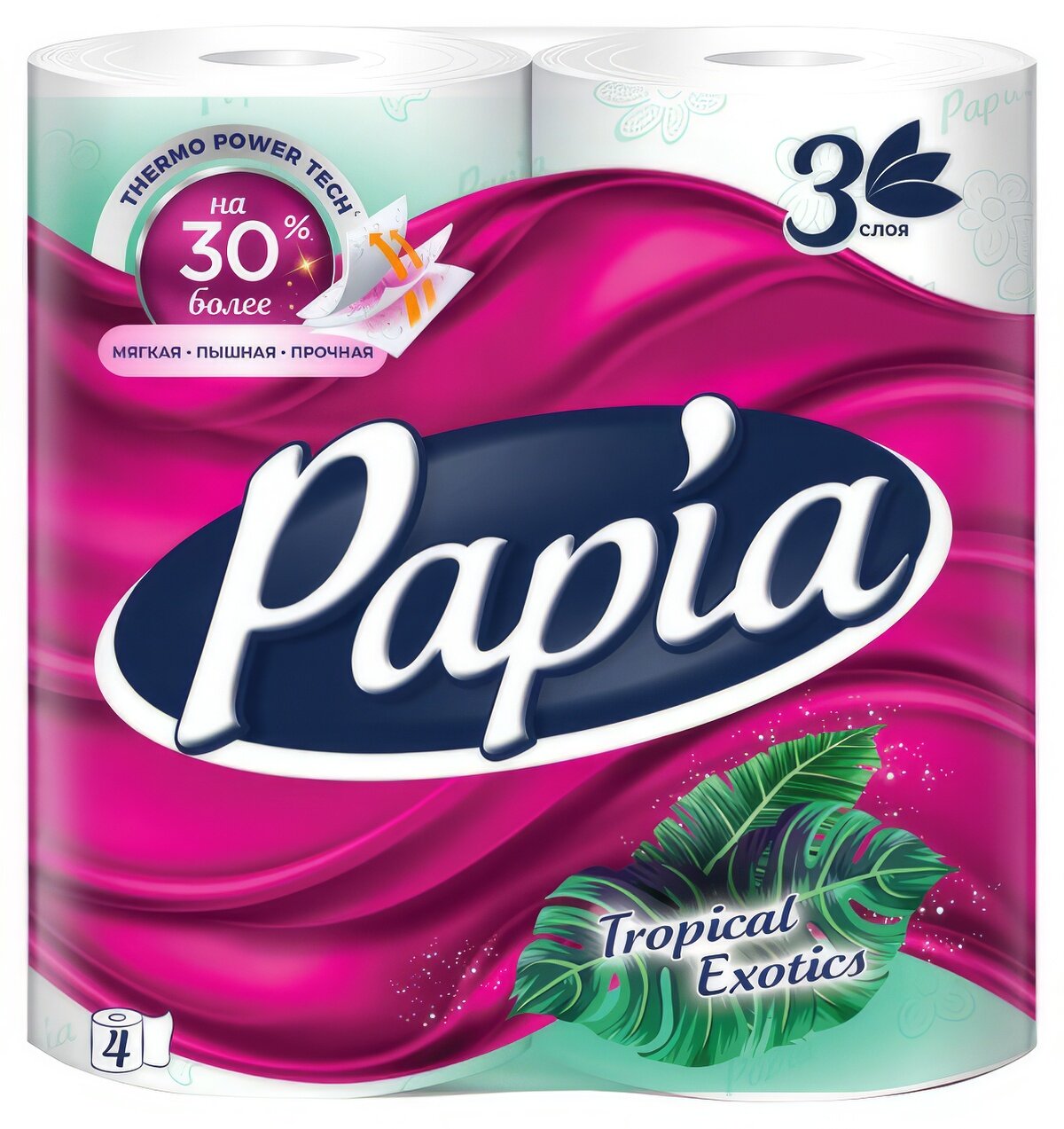 Бумага туалетная PAPIA Tropical Exotics 4шт в уп. 3-слойные 140 листов парфюмированная