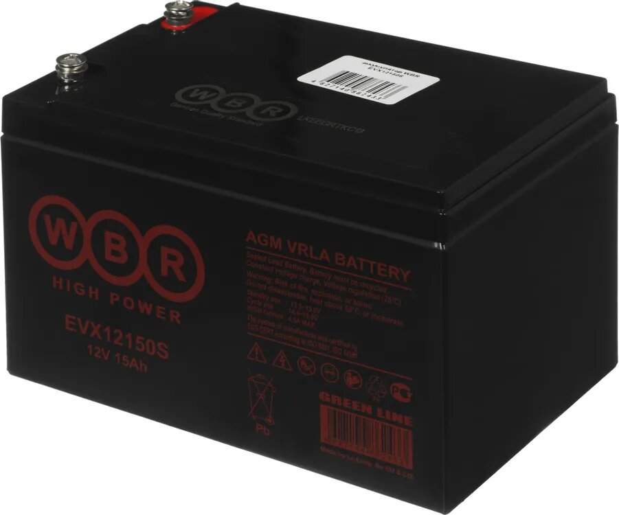 Аккумуляторная батарея WBR EVX12150S для ИБП, 12В, 15Ач