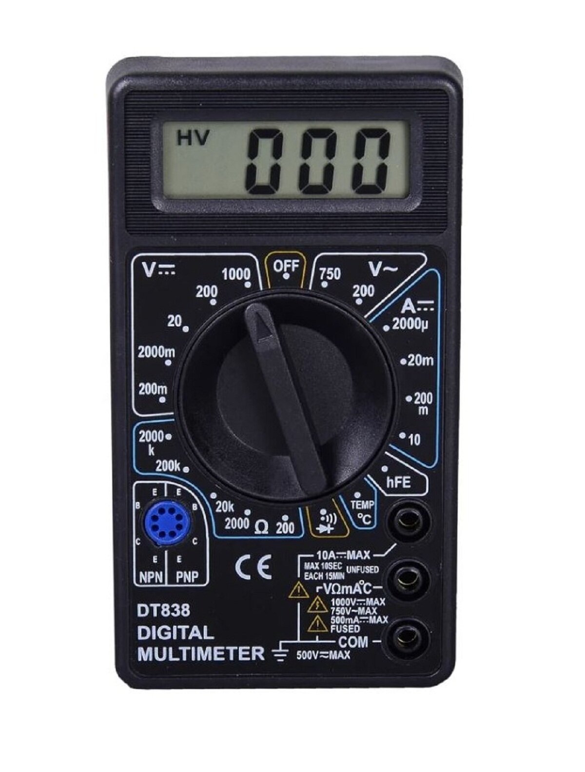 Мультиметр Ресанта 61/10/513 TEK DT 838, 200-750 В, 45–450 Гц, черный