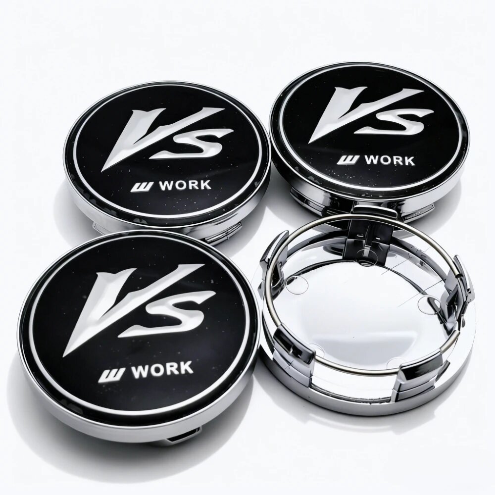 Комплект Из 4 Колпачков Для Колес JDM VS W Work С Логотипом, 58 Мм, С Клипсами, Заглушки Для Ступиц 54 Мм