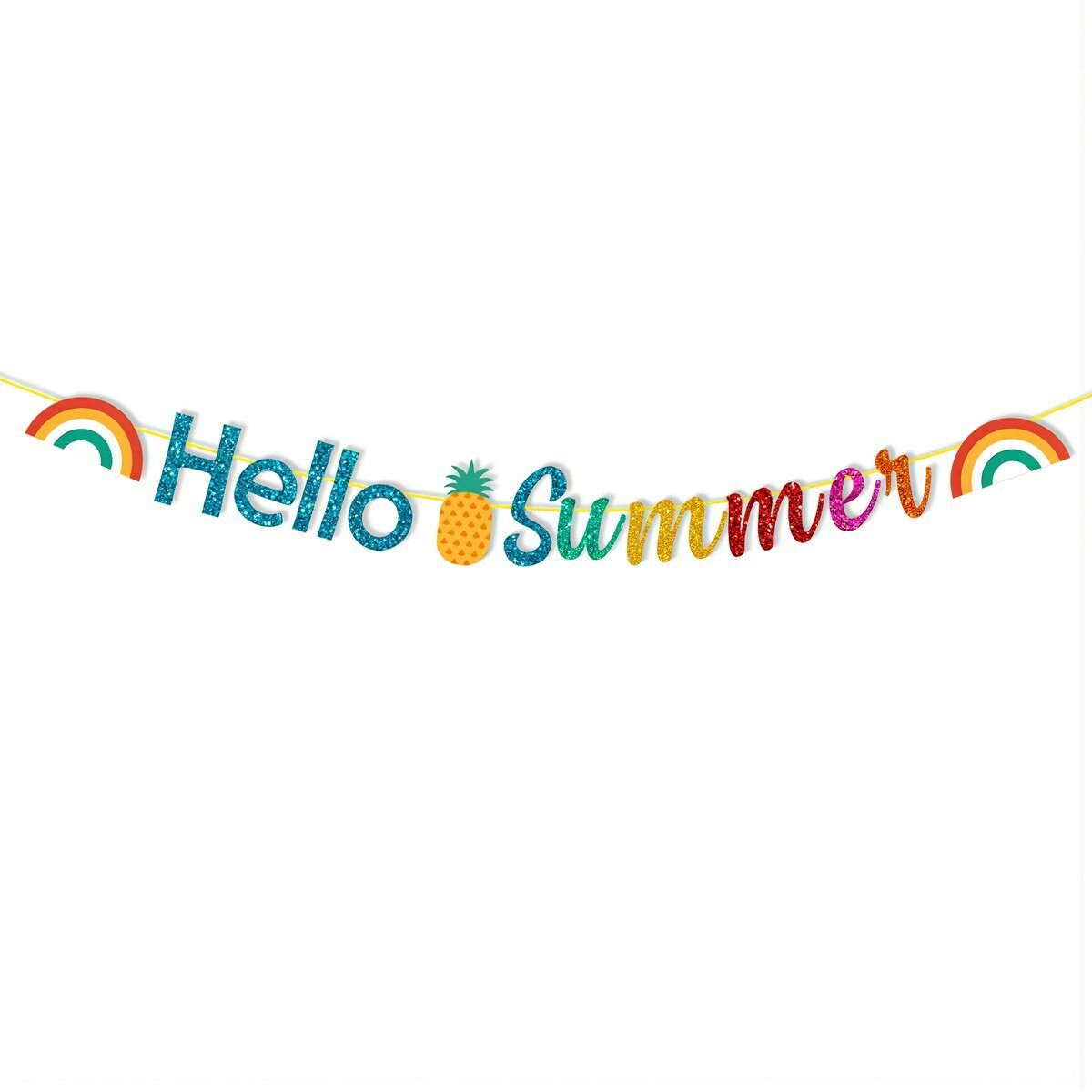 Летний праздничный гирлянда Hello Summer, декоративная флажковая лента с изображениями гномов фруктов радуг для помещения улицы праздников, Гирлянда hello summer, J-0105-1