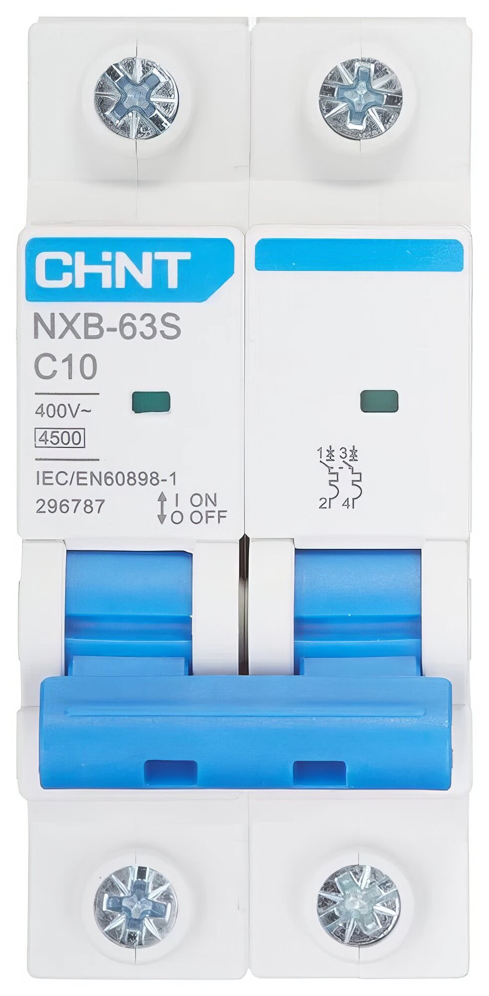 Автоматический выключатель модульный Chint NXB-63S 2P 10А тип C 4,5 кА 400 В (296787 Chint)