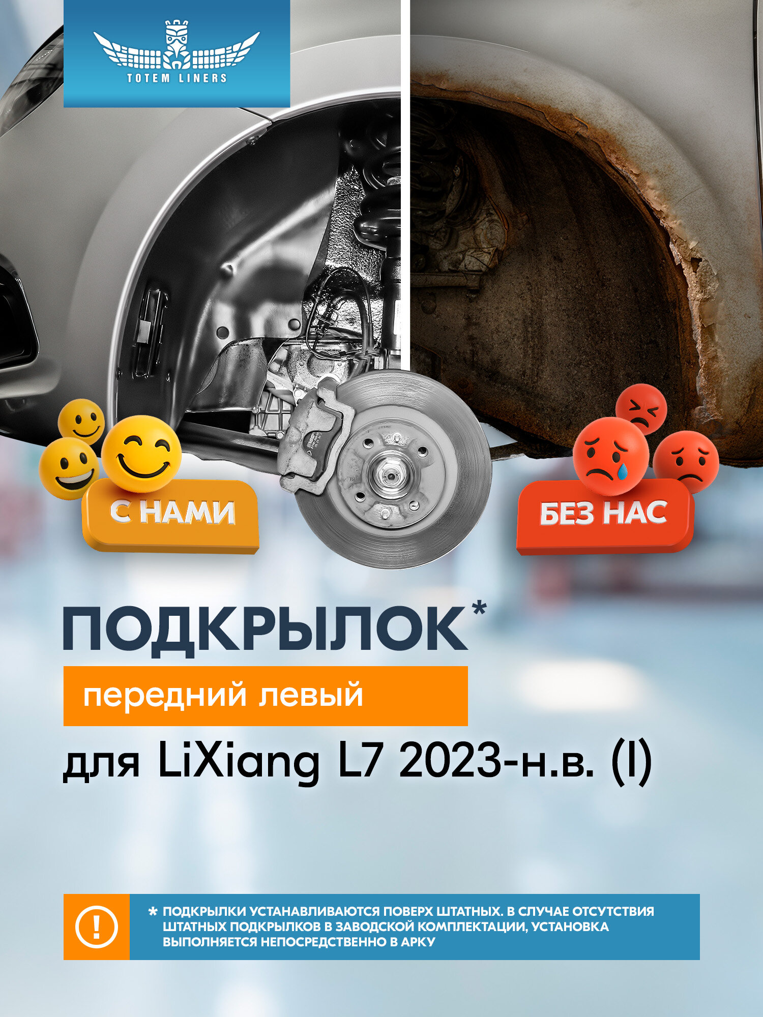 Подкрылок (локер) для LiXiang L7 2023-н. в. (I) Totem Liners, передний левый, 1 шт.