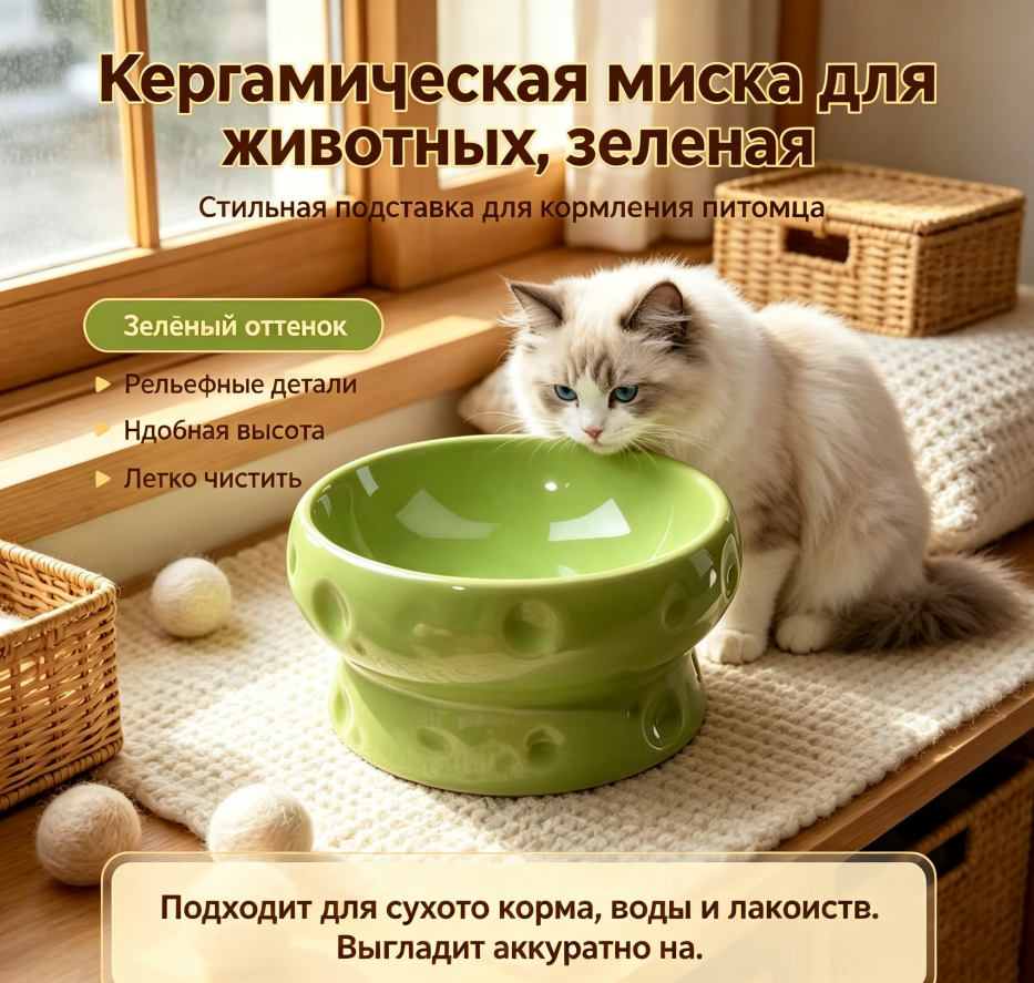 Керамическая миска для кошек в виде сыра, высокая миска для еды и воды, защита шеи，наклоненная миска защищает шею