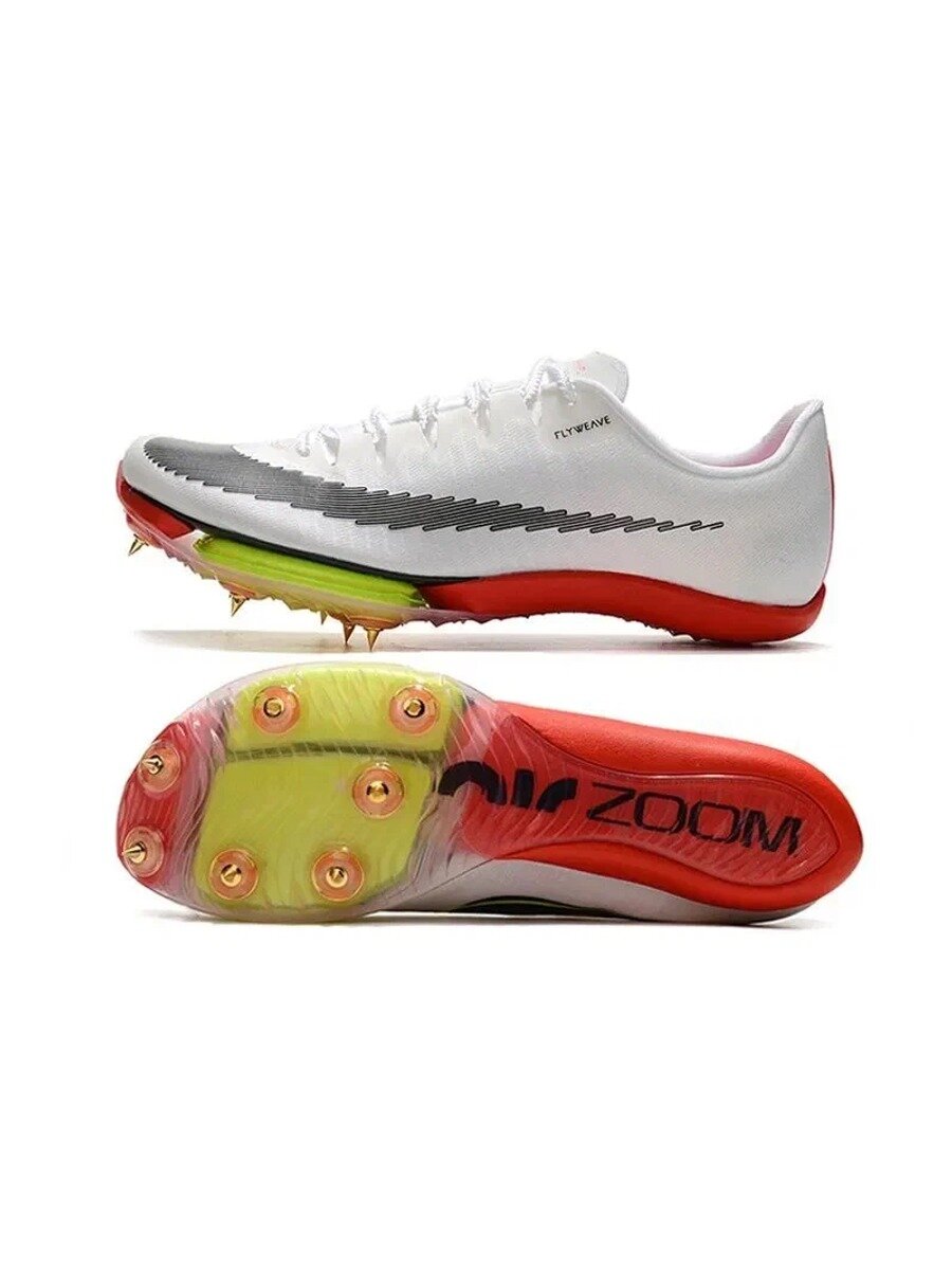 Шиповки легкоатлетические Air Zoom Maxfly, белый красный, размер 39 RU / EUR40, полнота T (узкая)