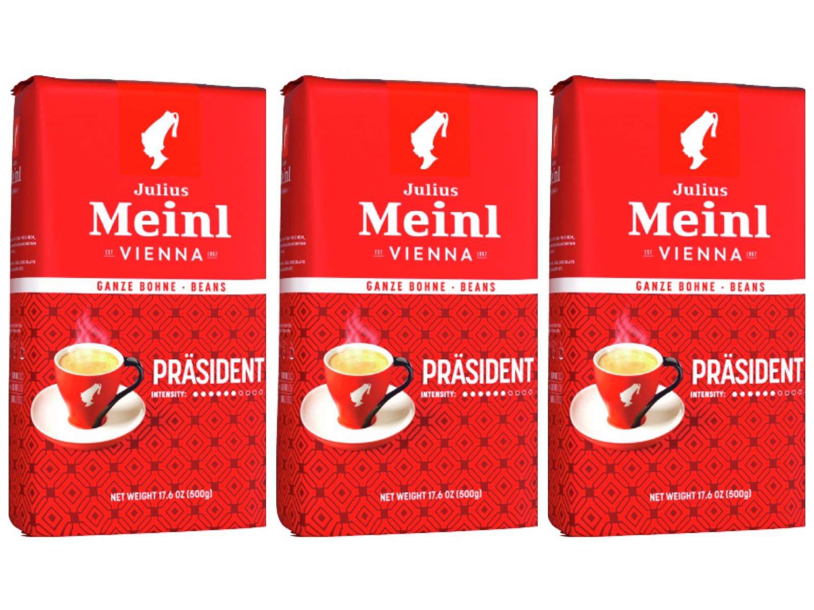 Julius Meinl Кофе Президент в зернах, 500 г, 3 уп.