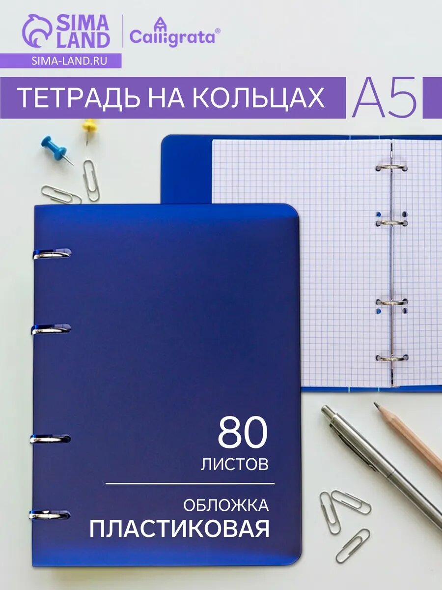 Тетрадь в клетку на кольцах а5