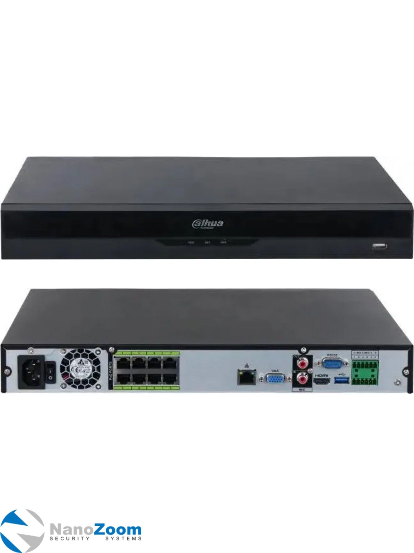 Dahua DH-NVR5208-8P-EI - 8 канальный видеорегистратор IP для камер видеонаблюдения, NVR регистратор сетевой с PoE
