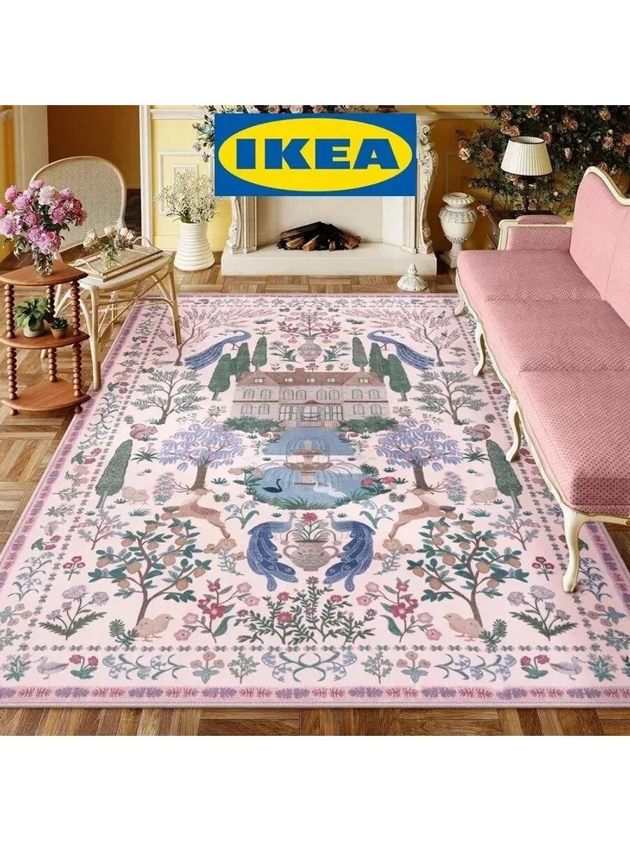 IKEA Ковер безворсовый 140x200 см, Цвет светло-розовый, Материал Полиэстер