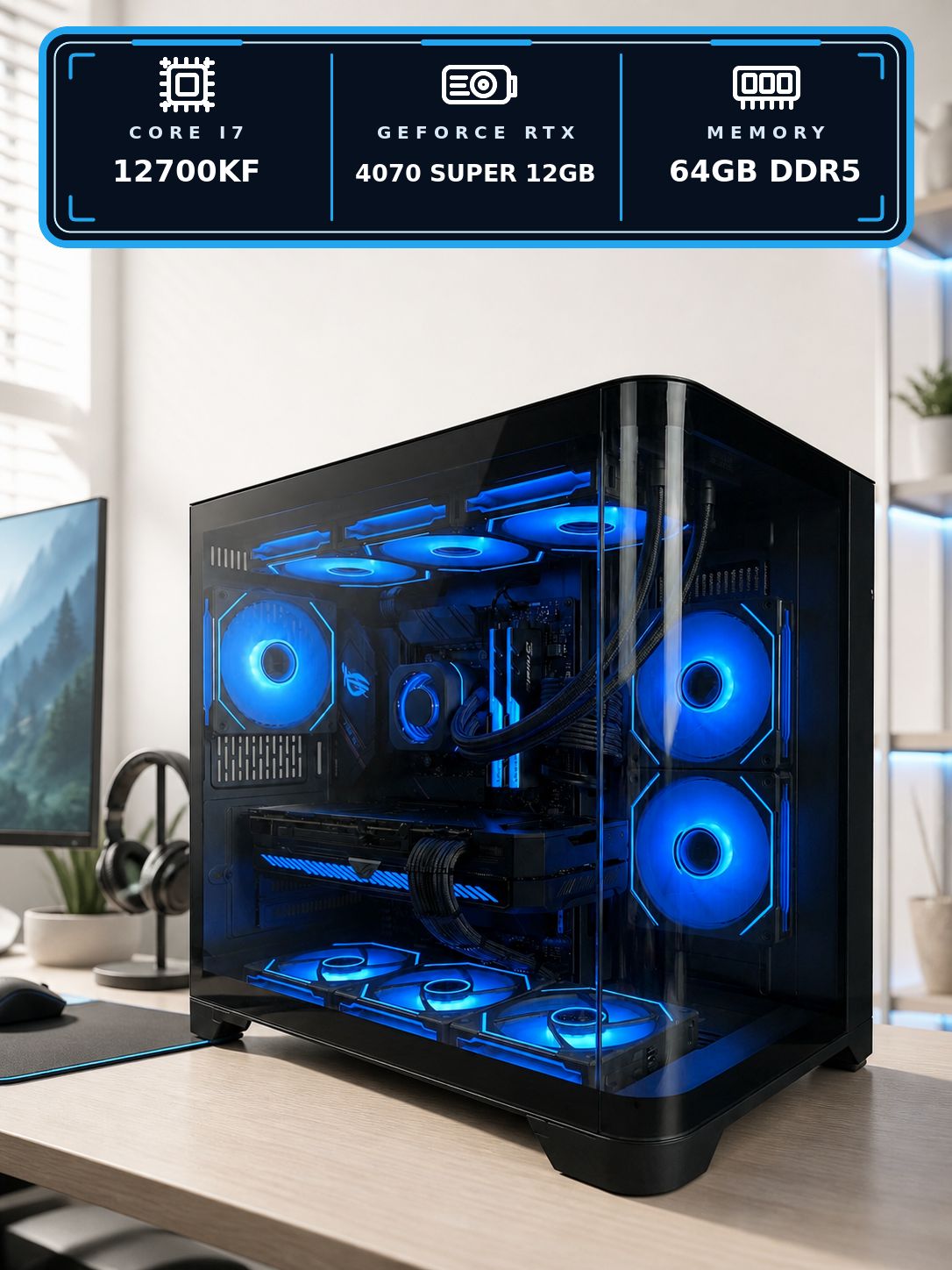 Игровой компьютер FIRESTRIKE OPTIMA Intel Core i7-12700KF / RTX4070 SUPER 12Gb / 64Gb DDR5 / SSD 3Tb