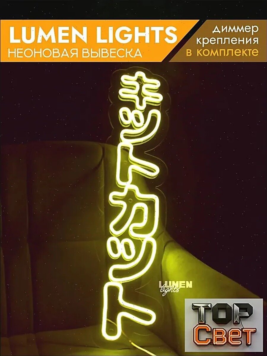 Неоновая вывеска Иероглифы, LED светильник декоративный, 730x170 мм классический вариант серии