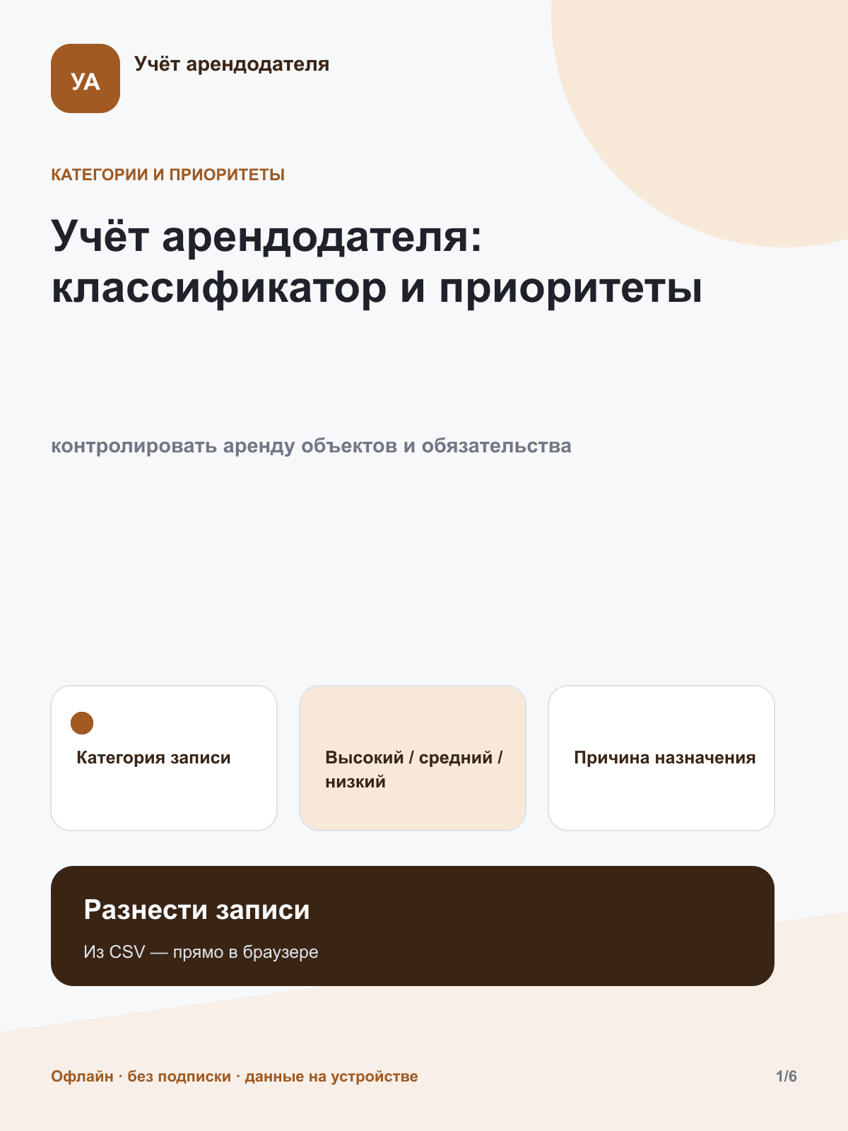 Учёт арендодателя: классификатор записей