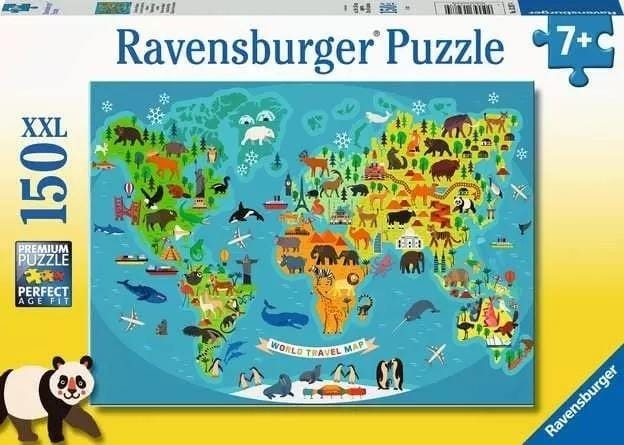 Пазл Ravensburger Карта мира диких животных, 150 элементов