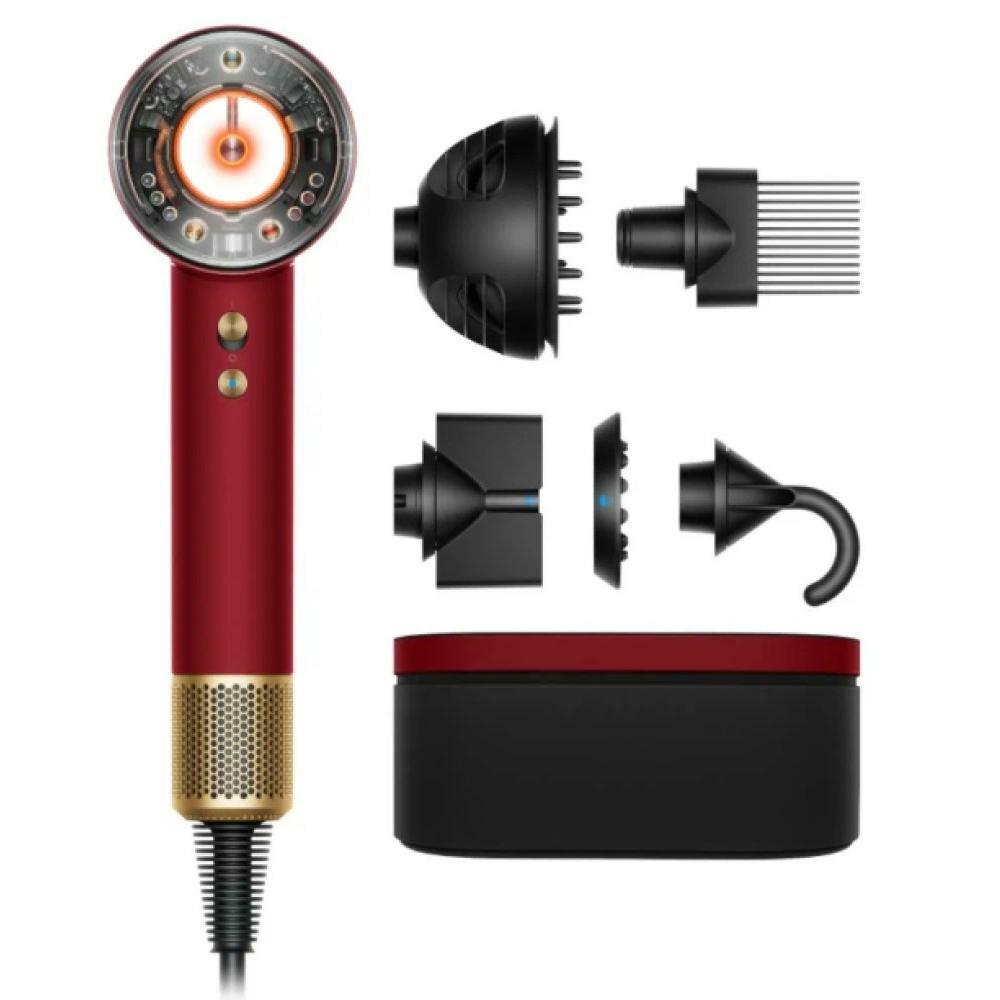 Фен Dyson Supersonic Nural HD16 (594823-01) Diffuser с кейсом, 5 насадок, EU, Red Velvet/Gold