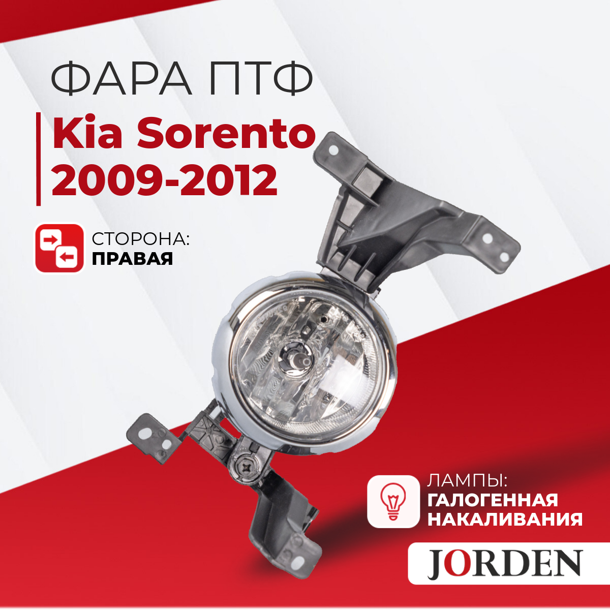 Фара противотуманная правая Kia Sorento 2 2009-2012 ПТФ, туманки авто Киа Соренто 2 галогенная передняя