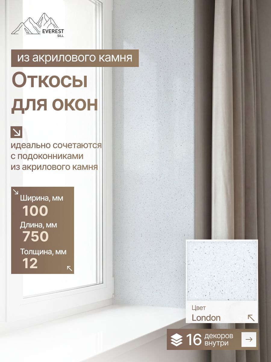 Откос из искусственного камня 750x100x12мм London глянцевый