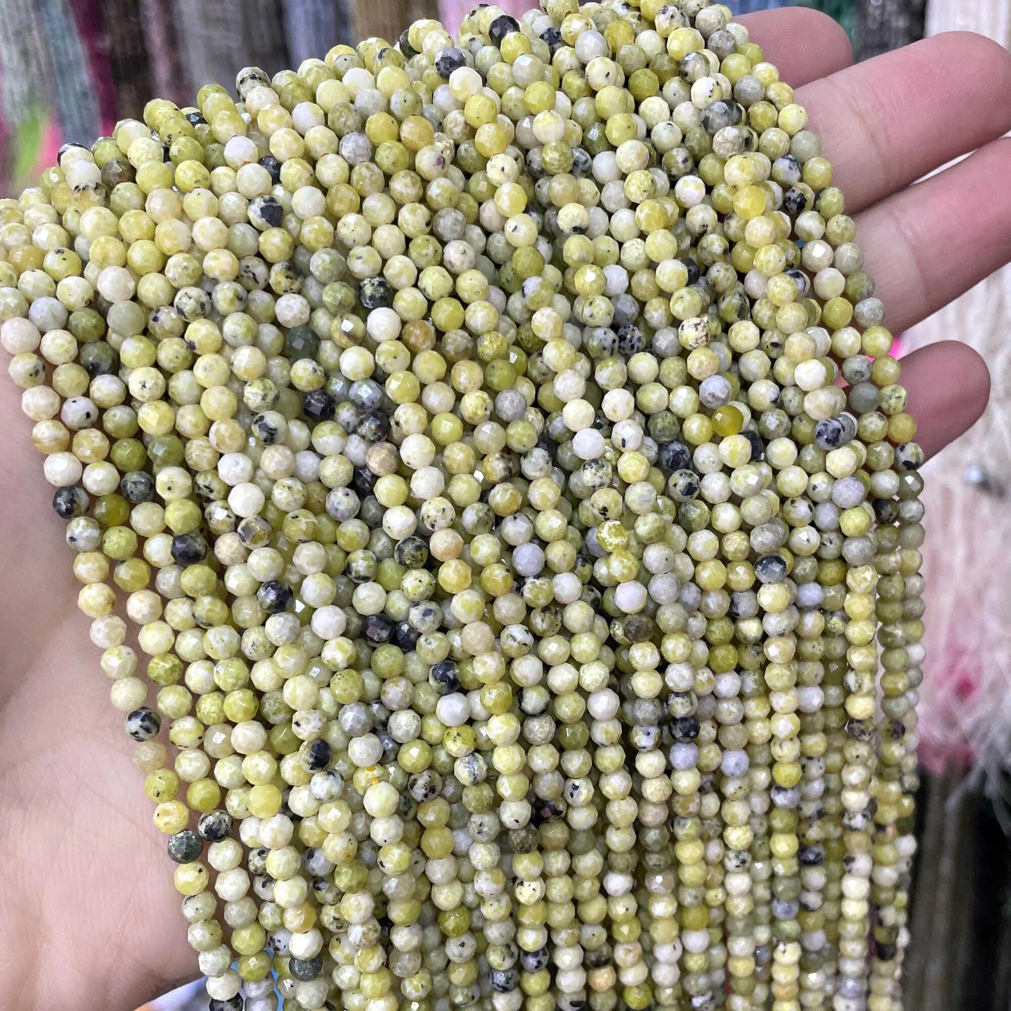 Натуральные граненые бусины SYSRXLR Лабрадорит, Агат, Желтый, 2mm 170pcs beads, Yellow Turquoise