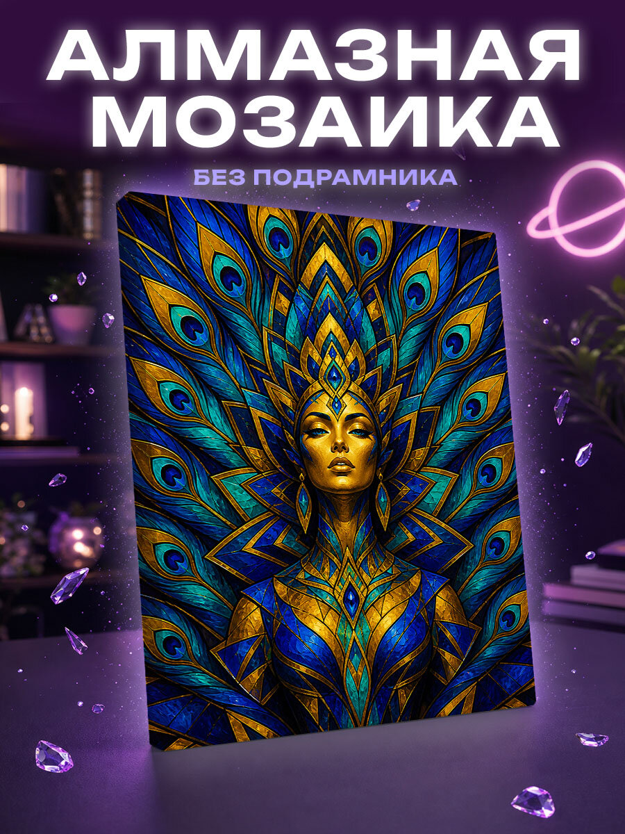 Алмазная мозаика Корона павлиньей силы