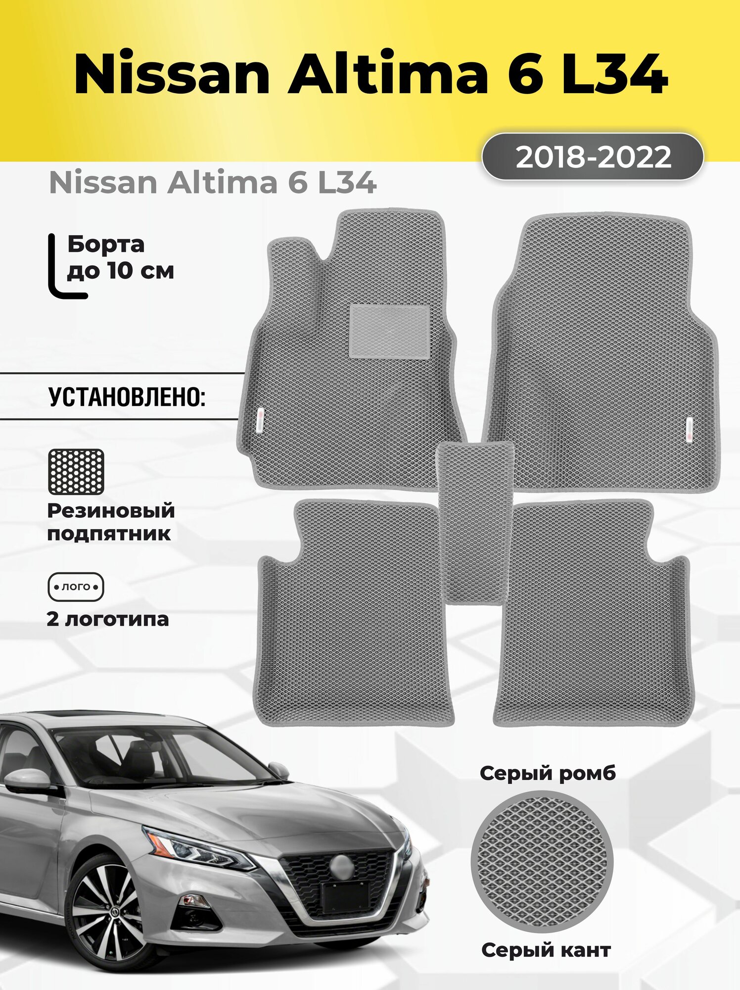 Автомобильные эва коврики Nissan Altima 6 L34, ева в машину с бортами
