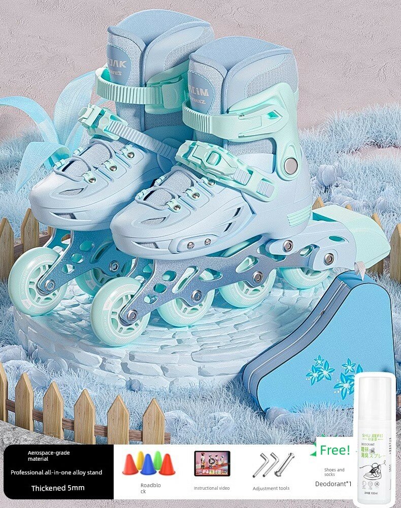 Детские роликовые коньки в цвете Sea Salt Blue с рюкзаком - размер Small (26-29)