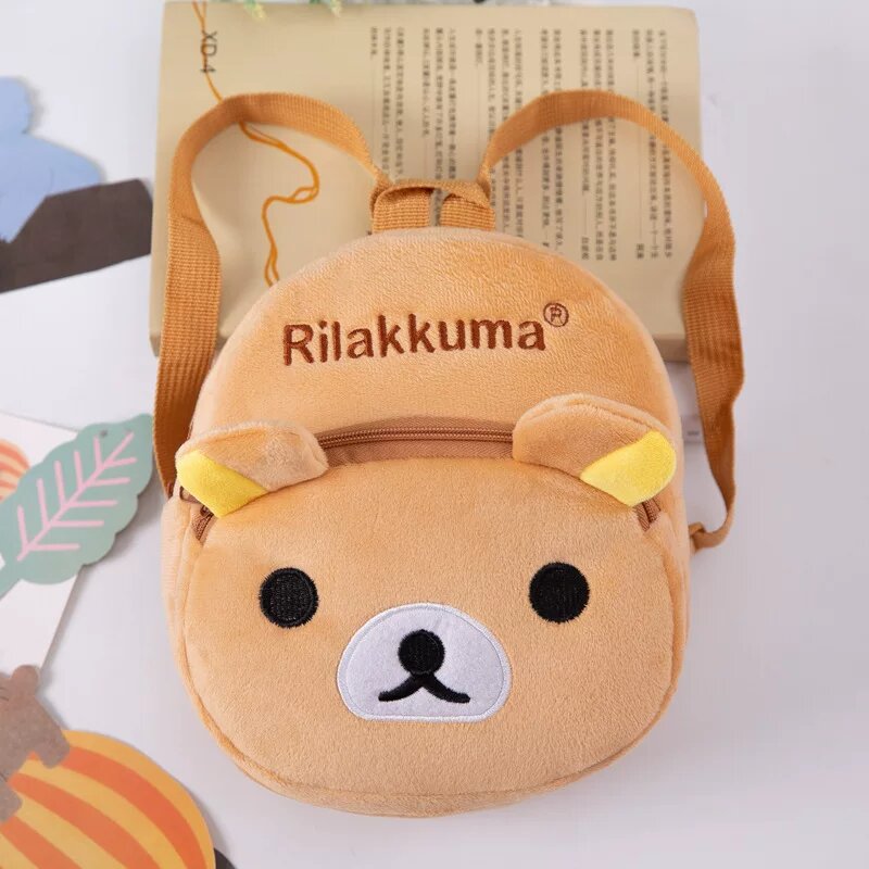 Мини-рюкзак для малышей 1-3 лет, светло-коричневый медвежонок, мягкий флис, компактные размеры 22x18x16 см