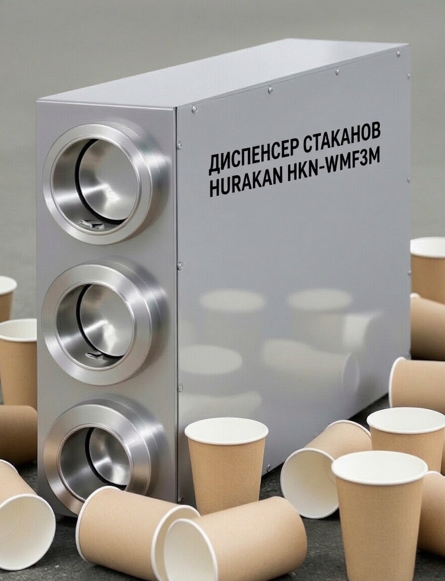 Диспенсер стаканов Hurakan HKN-WMF3M, настольный, нержавеющая сталь, серебристый