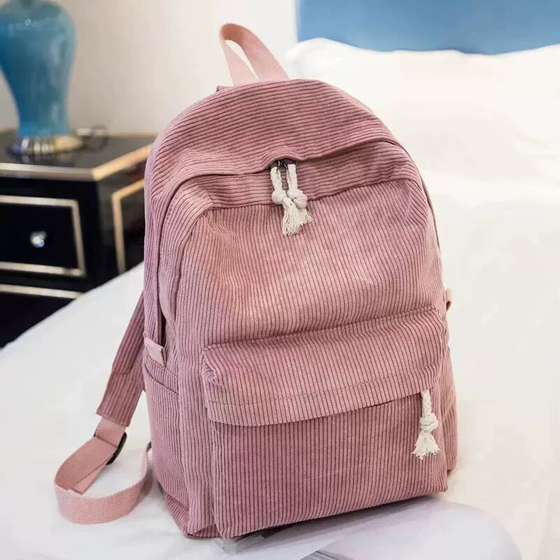 Женский рюкзак на каждый день из вельвета, цвет черный、pink