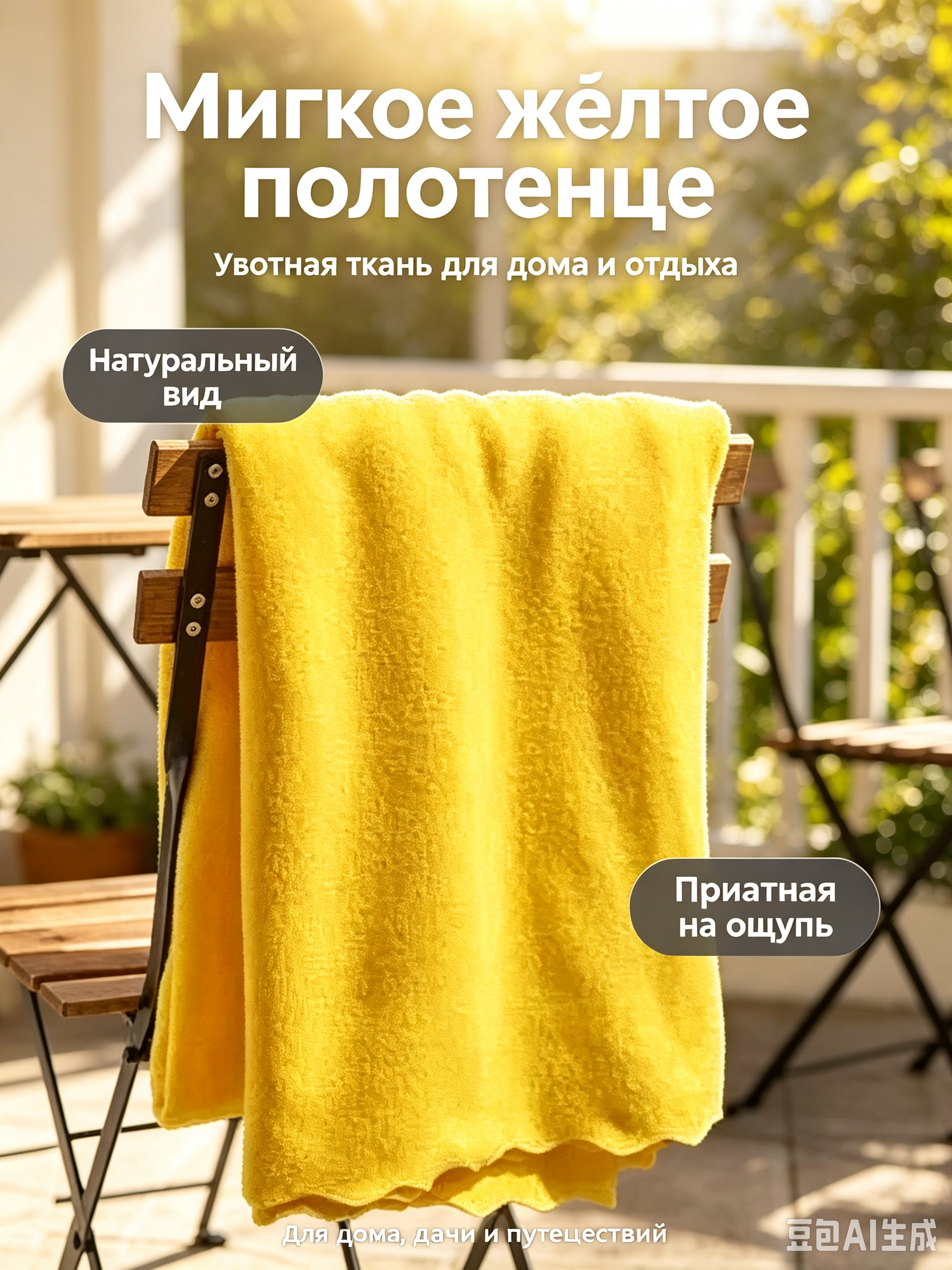 Мягкий флисовый плед 130х170 см, однотонный жёлтый, лёгкое тёплое покрывало для дома, дачи, пикника и путешествий