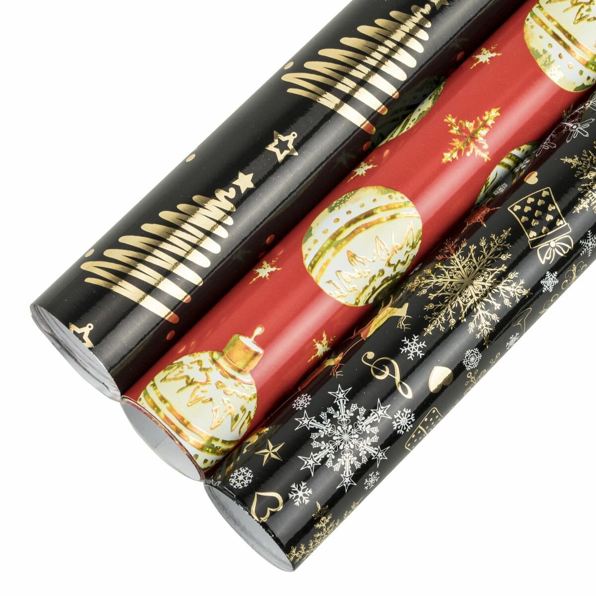 Бумага упаковочная новогодняя Золотая Сказка "Black&Gold", с эффектами, 70х100см, набор 3шт. (592190)